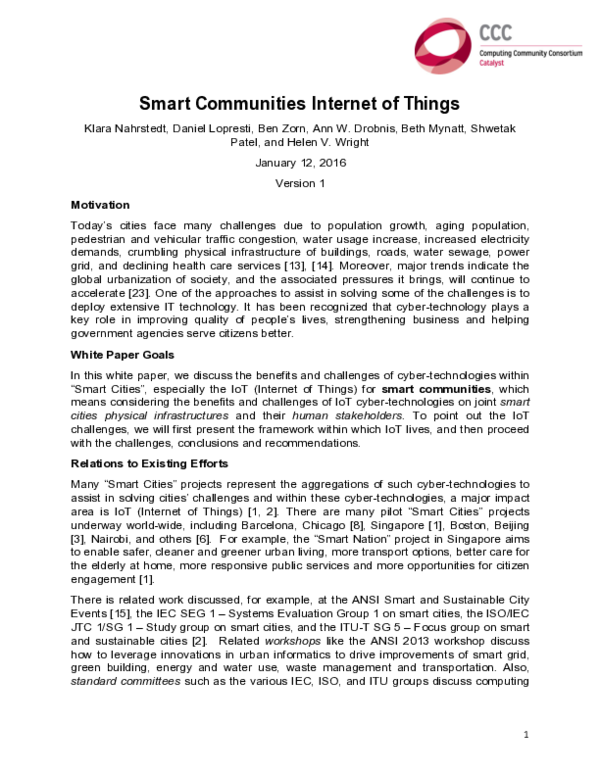 (PDF) Smart Communities Internet of Things