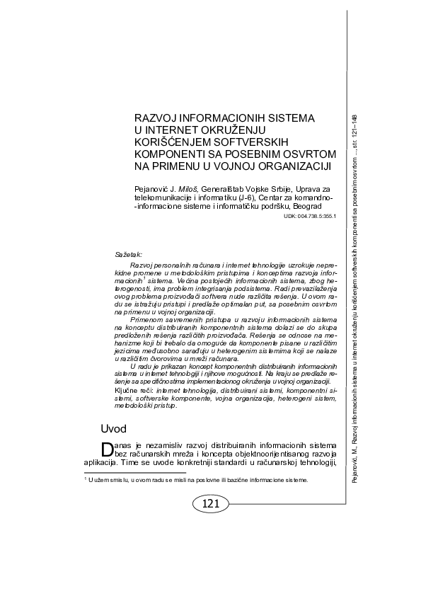(PDF) Development of internet-based information systems using software components with the ...