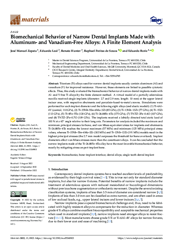 (PDF) Biomechanical Behavior of Narrow Dental Implants Made with ...