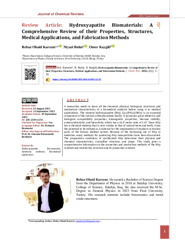 (PDF) Review Article: Hydroxyapatite Biomaterials: A Comprehensive ...