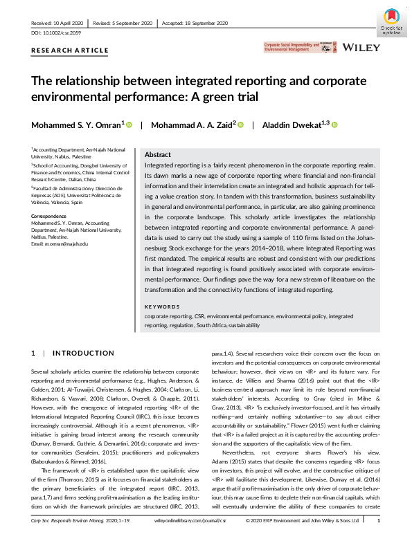 (PDF) The Relationship Between Integrated Reporting and Cost of Capital ...