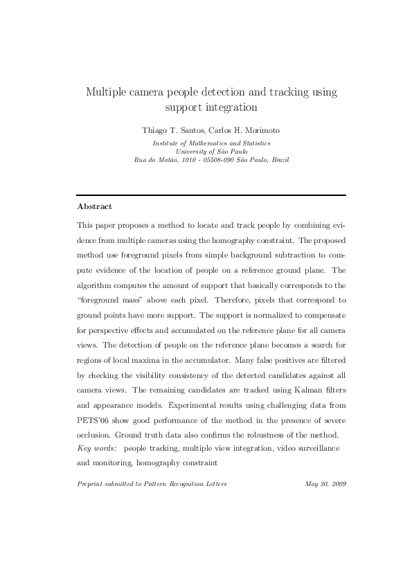(PDF) Multiple camera people detection and tracking using support ...