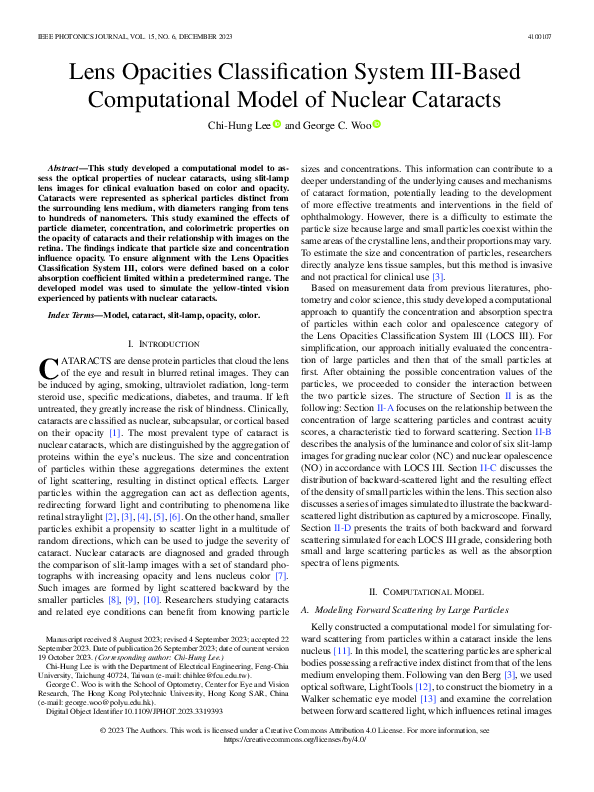 (PDF) Lens Opacities Classification System III-Based Computational Model of Nuclear Cataracts