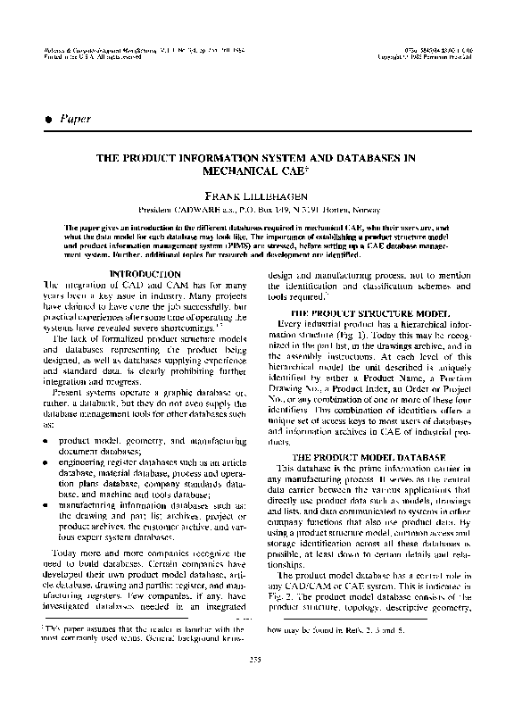 (PDF) The product information system and databases in mechanical CAE ...