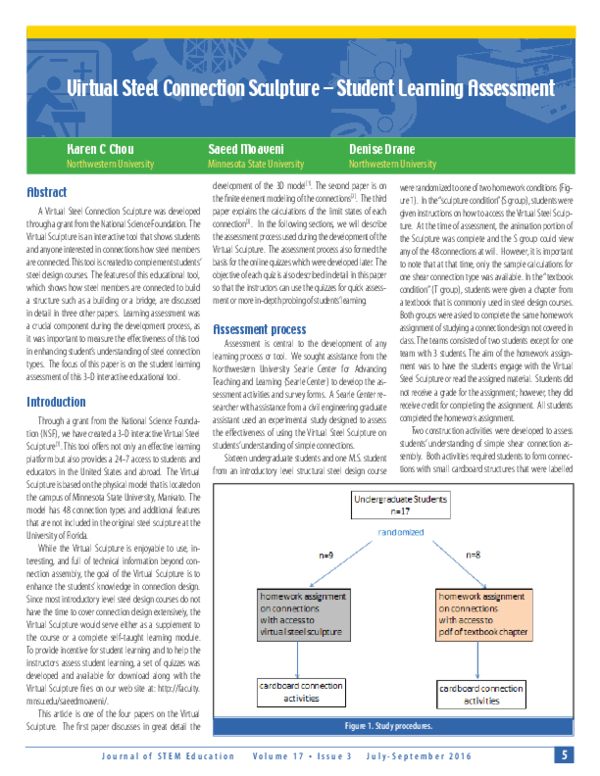 (PDF) Virtual Steel Connection Sculpture - Student Learning Assessment