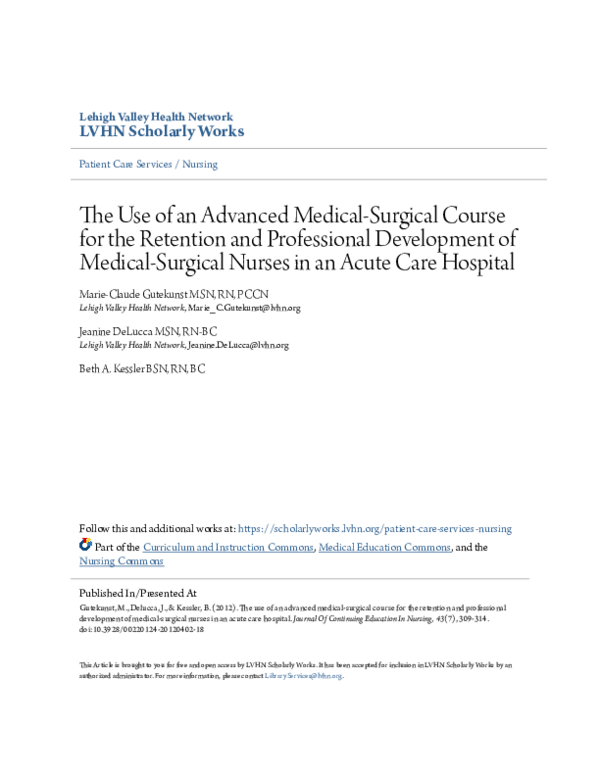 (PDF) The Use of an Advanced Medical-Surgical Course for the Retention ...