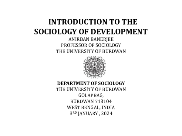 (PDF) INTRODUCTION TO THE SOCIOLOGY OF DEVELOPMENT
