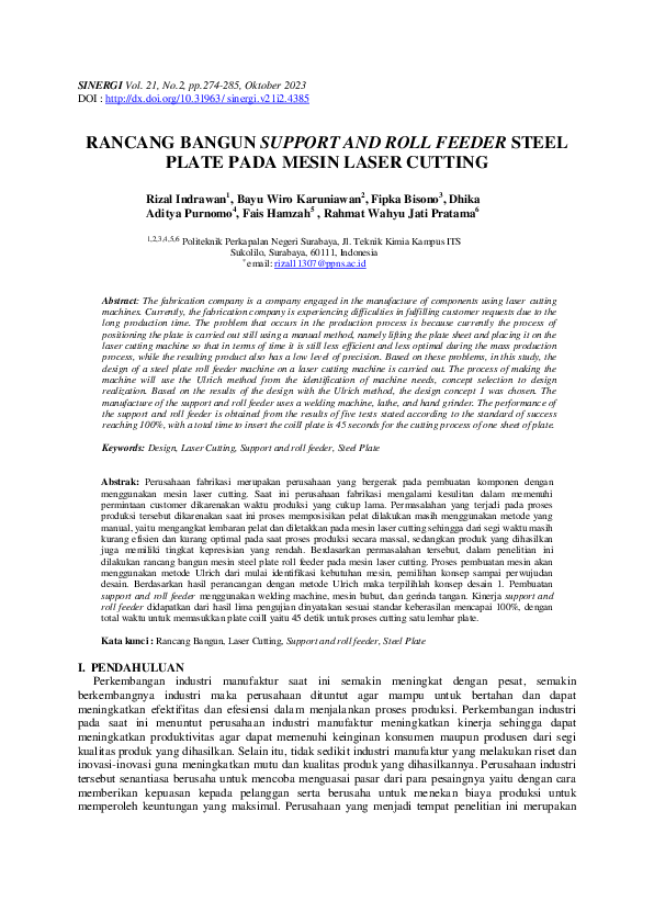 (PDF) Rancang Bangun Support and Roll Feeder Steel Plate pada Mesin ...