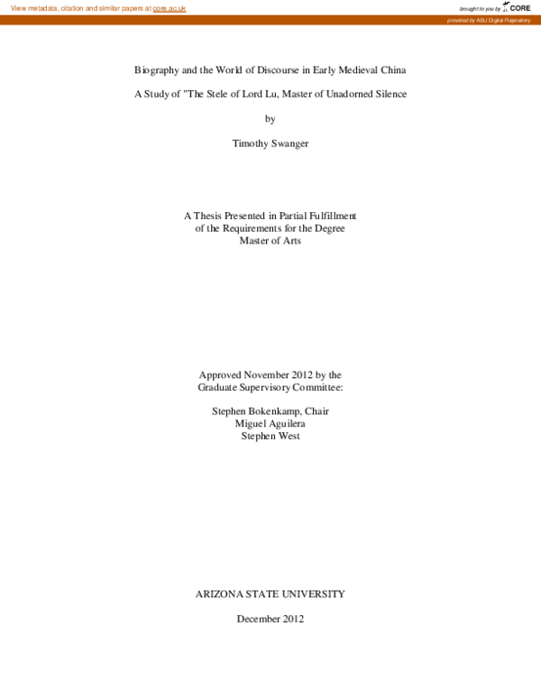 (PDF) Biography and the World of Discourse in Early Medieval China A ...