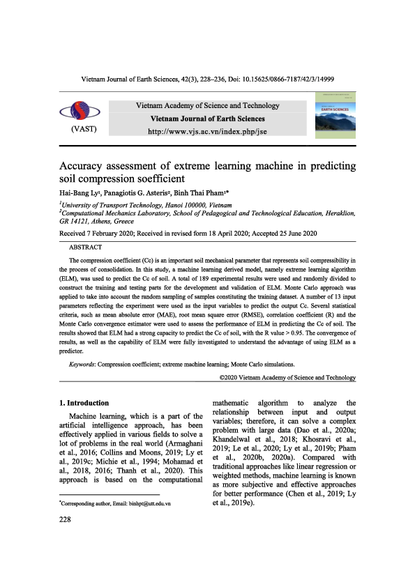 (PDF) Accuracy assessment of extreme learning machine in predicting soil compression coefficient