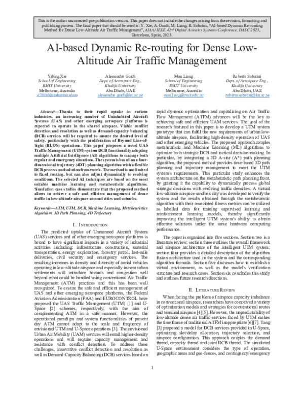(PDF) AI-Based Dynamic Re-routing for Dense Low-Altitude Air Traffic ...