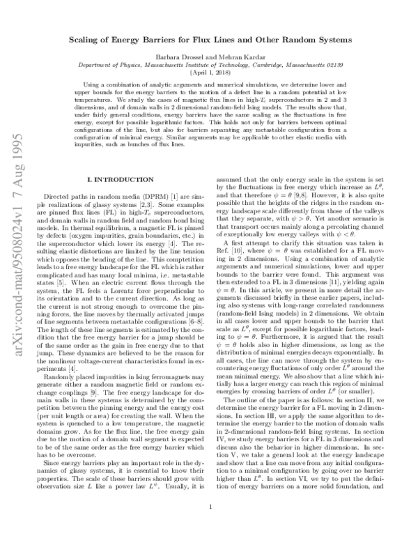 (PDF) Scaling of energy barriers for flux lines and other random systems