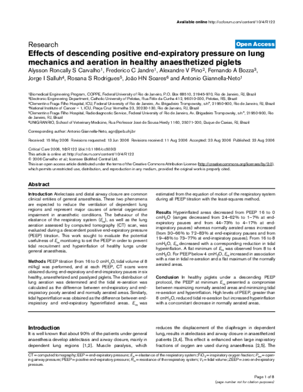 (PDF) Effects of descending positive end-expiratory pressure on lung ...