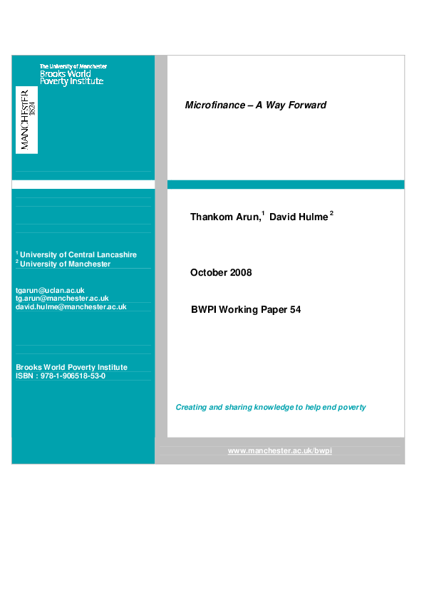 (PDF) Microfinance - A Way Forward