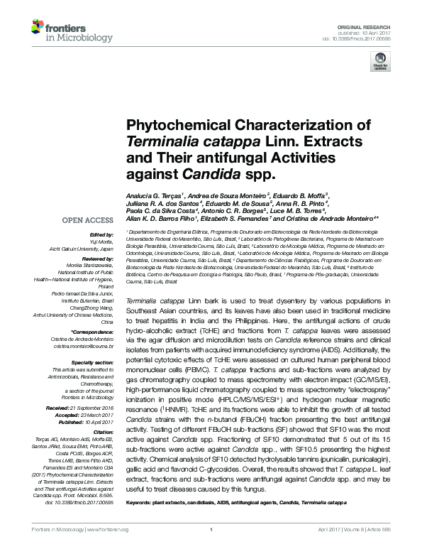 (PDF) Phytochemical Characterization of Terminalia catappa Linn. Extracts and Their antifungal ...