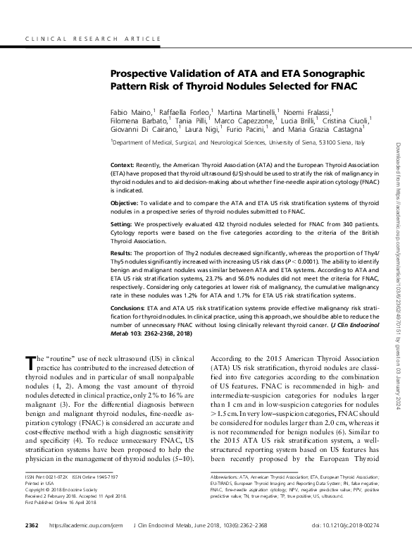 (PDF) Prospective Validation of ATA and ETA Sonographic Pattern Risk of ...