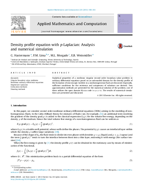 (PDF) Density profile equation with p-Laplacian: Analysis and numerical ...