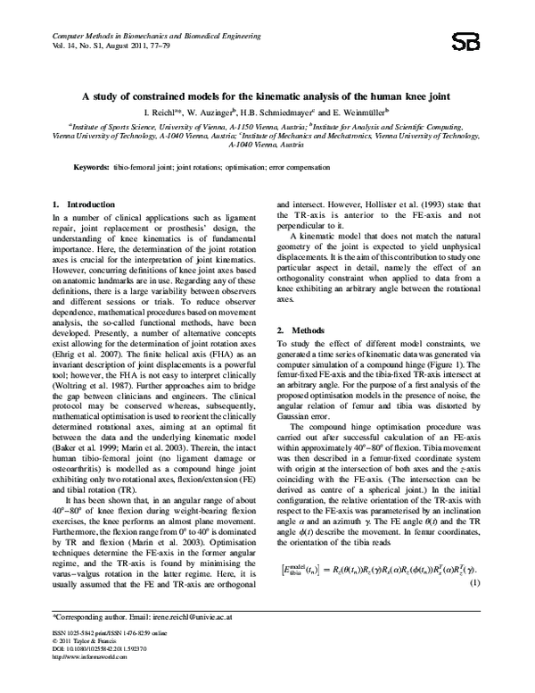 (PDF) A study of constrained models for the kinematic analysis of the human knee joint