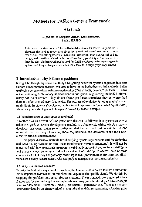 (PDF) Methods for CASE: A generic framework