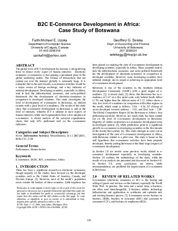 (PDF) B2C e-commerce development in Africa
