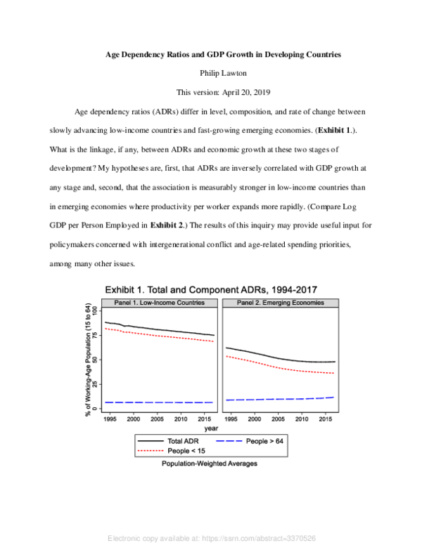 (PDF) Age Dependency Ratios and GDP Growth in Developing Countries