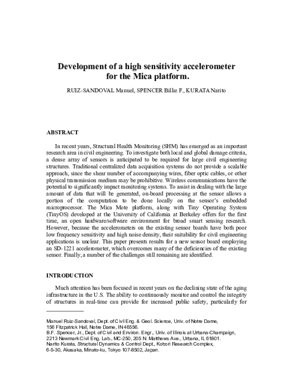 (PDF) Development of high-sensitivity accelerometer board for ...