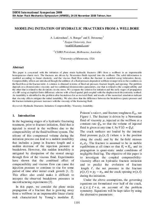 (PDF) MODELING INITIATION OF HYDRAULIC FRACTURES FROM A WELLBORE