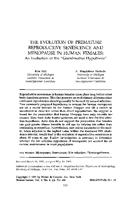 (PDF) The evolution of premature reproductive senescence and menopause ...