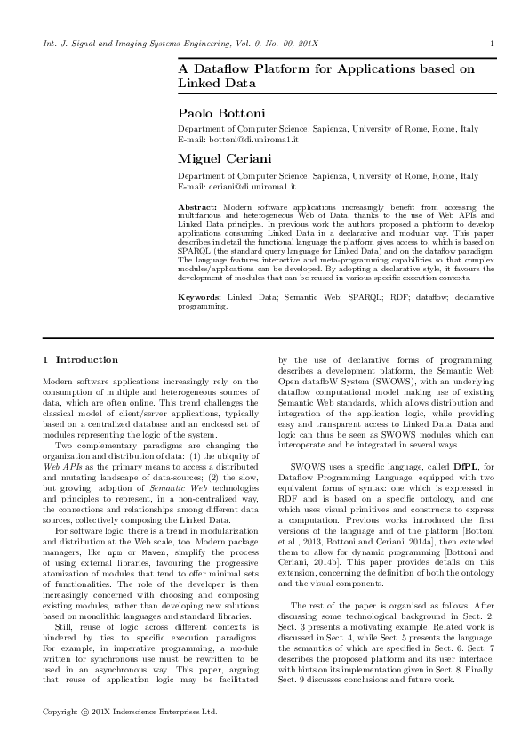 (PDF) A dataflow platform for applications based on Linked Data