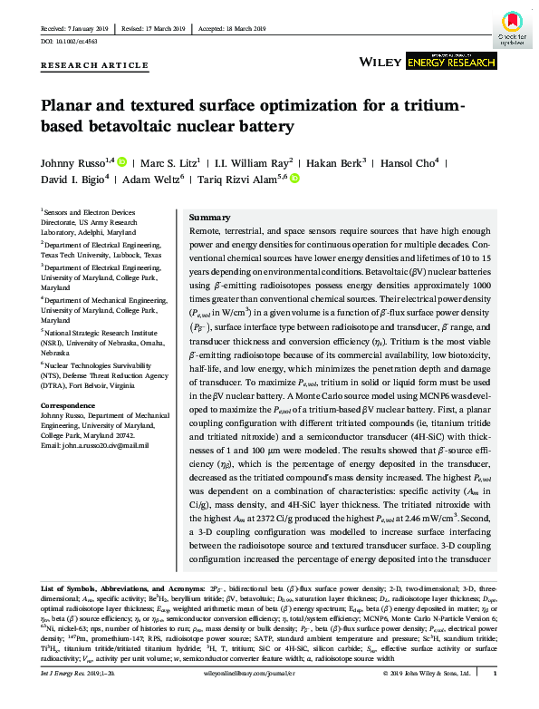 (PDF) Planar and textured surface optimization for a tritium‐based ...