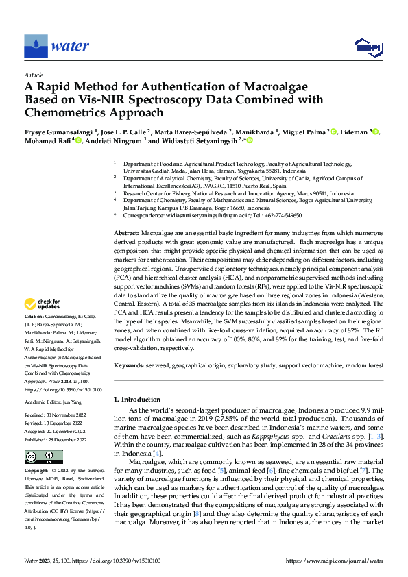 (PDF) A Rapid Method for Authentication of Macroalgae Based on Vis-NIR Spectroscopy Data ...