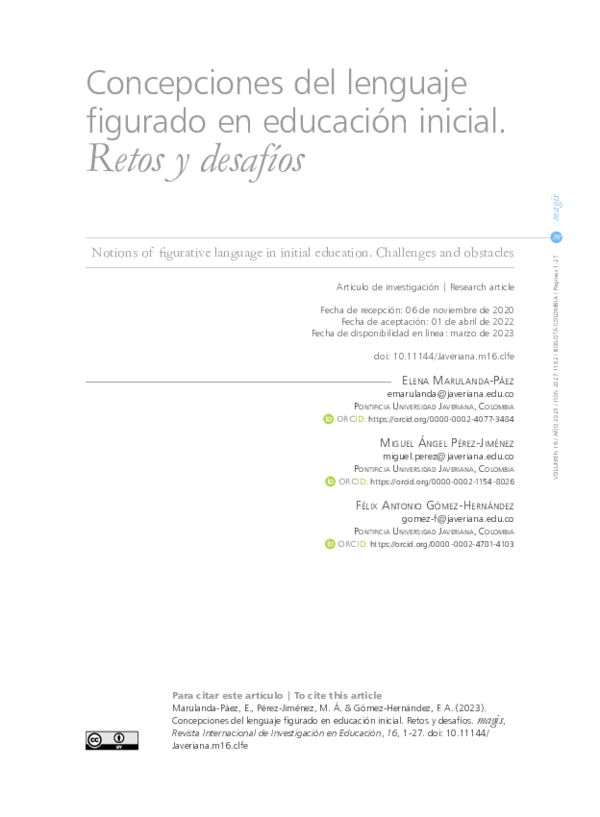 (PDF) Concepciones del lenguaje figurado en educación inicial. Retos y ...