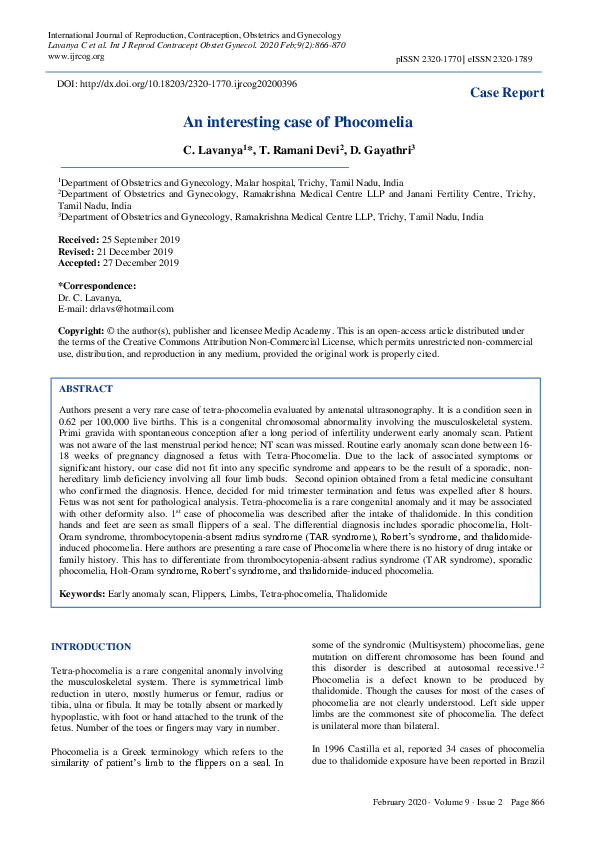 (PDF) Phocomelia – A case study