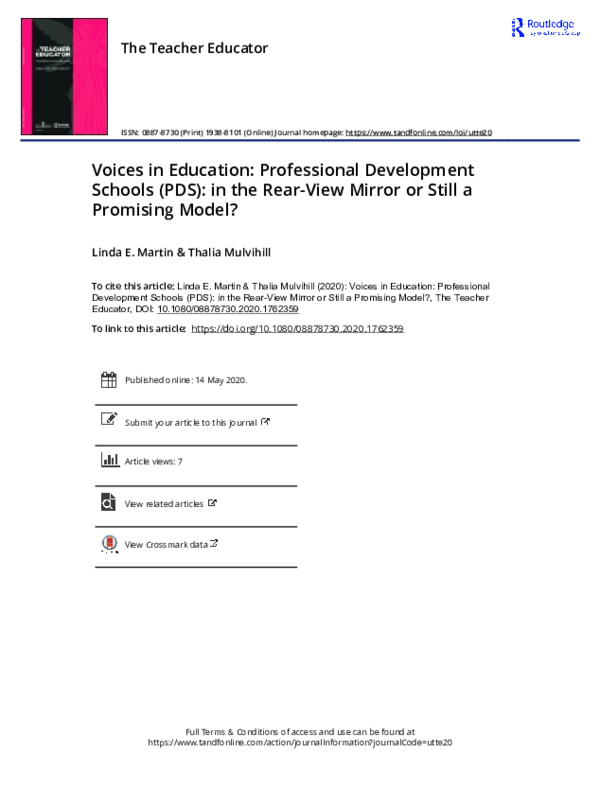 (PDF) Voices in Education: Professional Development Schools (PDS): in ...