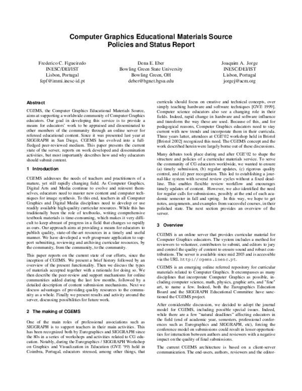(PDF) Computer graphics educational materials source policies and ...