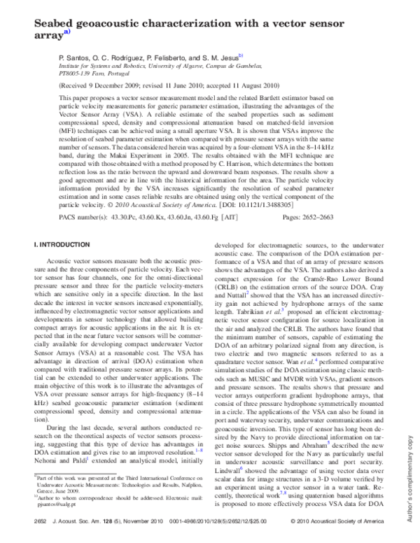 (PDF) Seabed geoacoustic characterization with a vector sensor array