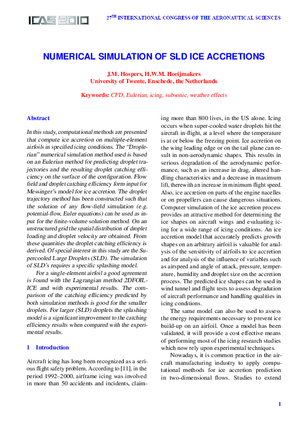 (PDF) Numerical Simulation of SLD Ice Accretions