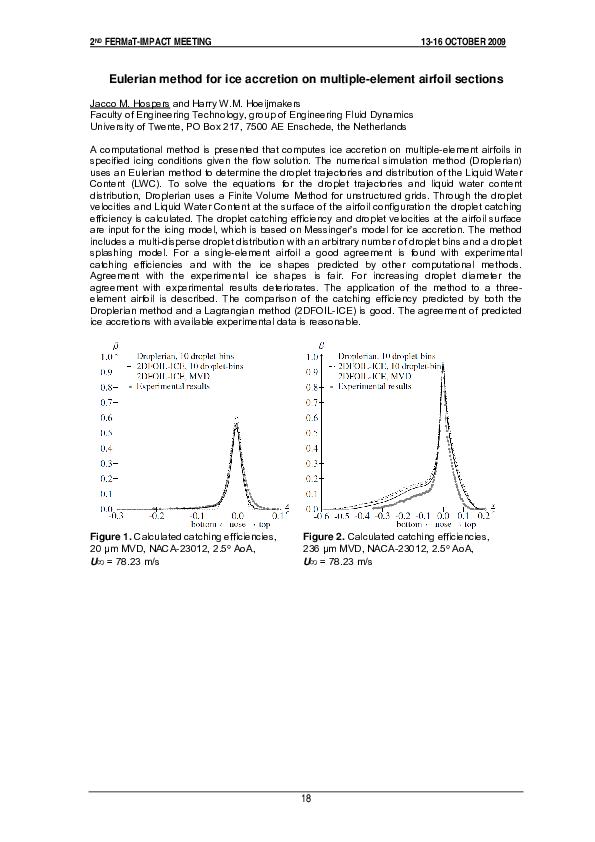 (PDF) Eulerian Method for Ice Accretion on Multiple-Element Airfoil Sections | Jacco Hospers ...