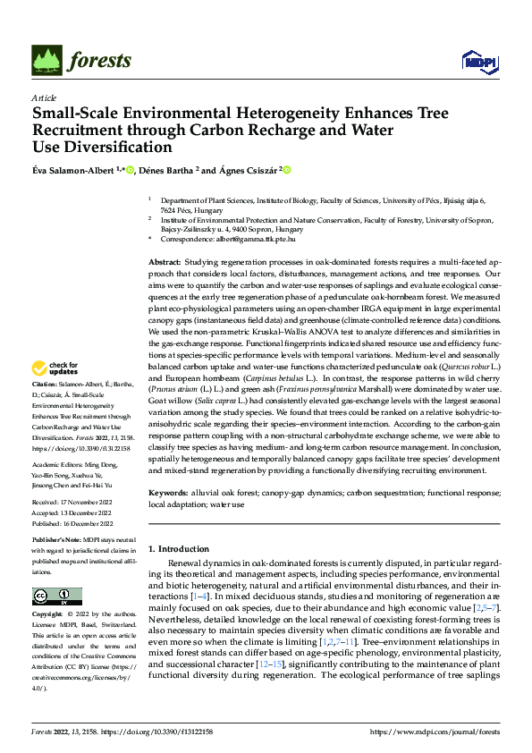 (PDF) Small-Scale Environmental Heterogeneity Enhances Tree Recruitment ...