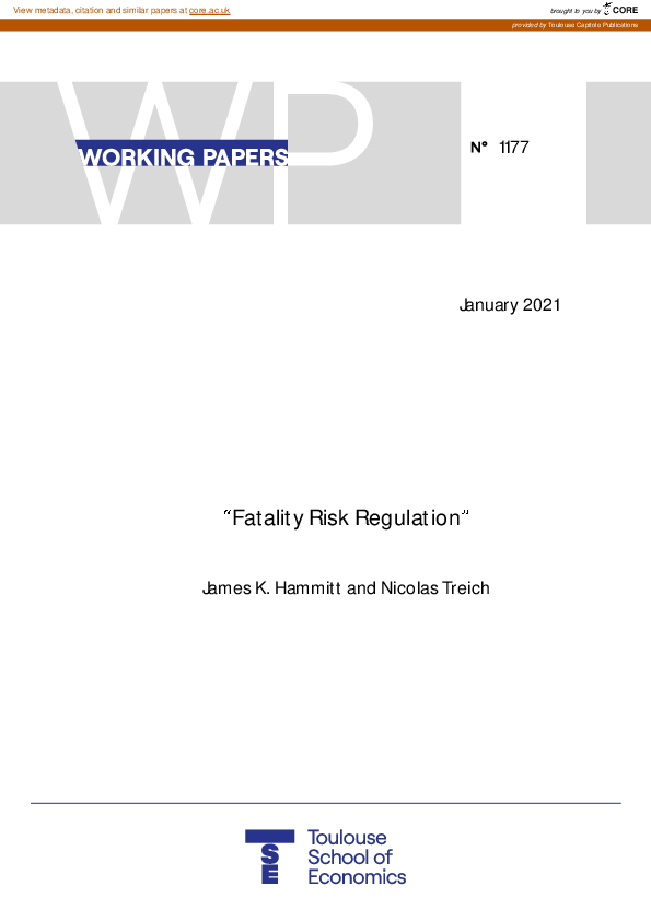 (PDF) Fatality Risk Regulation | James Hammitt - Academia.edu