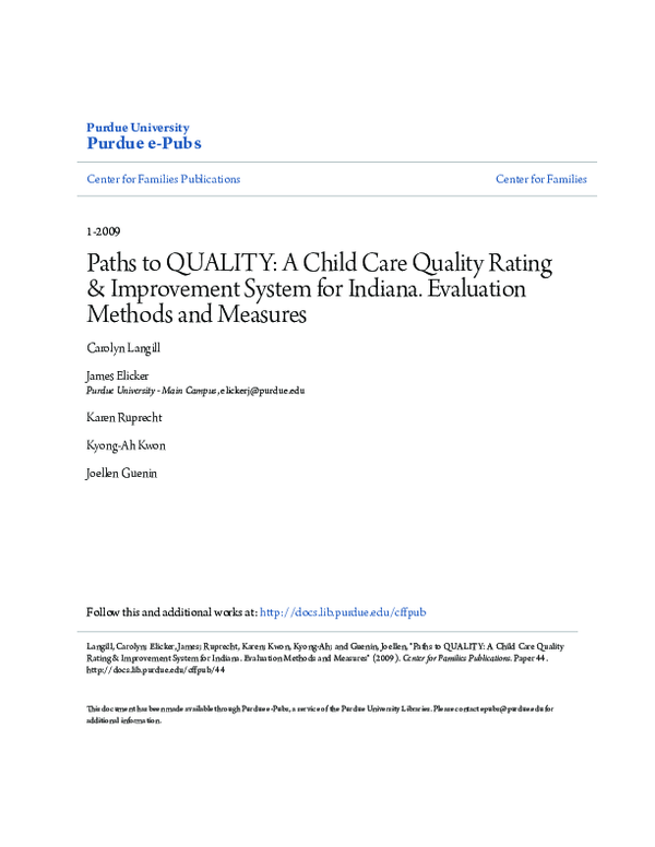 (PDF) Paths to QUALITY: A Child Care Quality Rating & Improvement ...