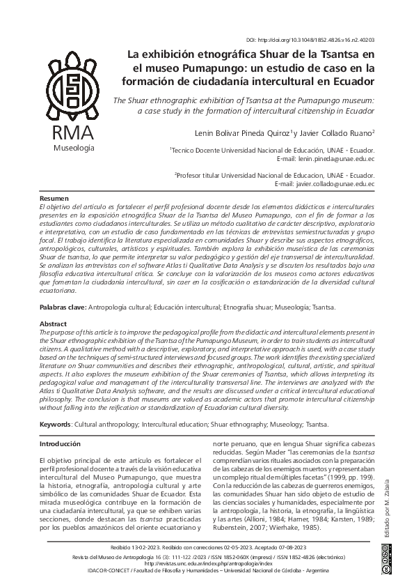 (PDF) La exhibición etnográfica Shuar de la Tsantsa en el museo ...