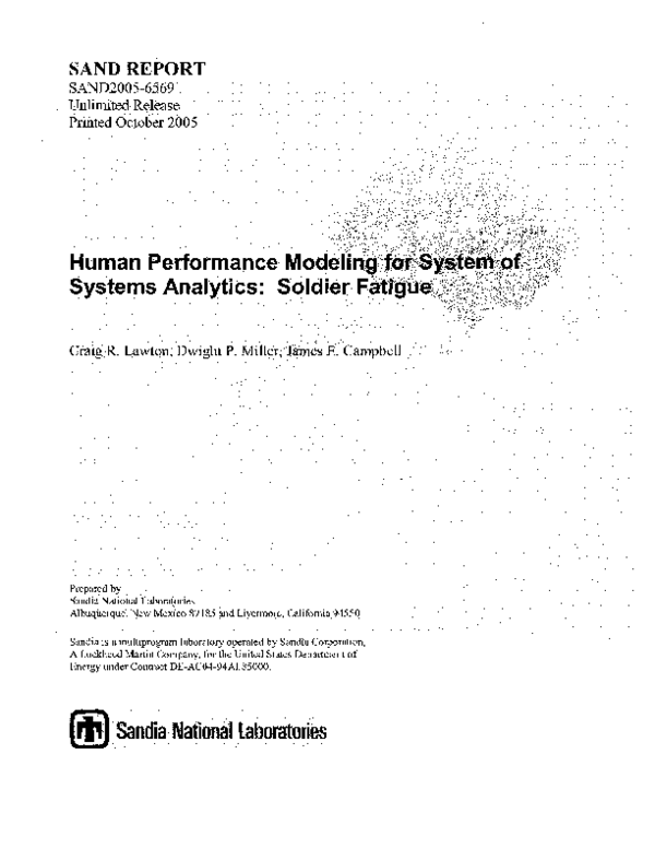 Pdf Human Performance Modeling For System Of Systems Analytics Soldier Fatigue