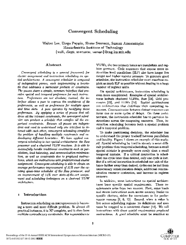 (PDF) Convergent scheduling