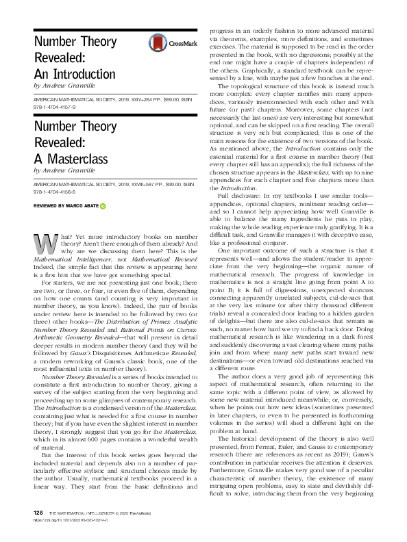 (PDF) Number Theory Revealed: An Introduction by Andrew Granville