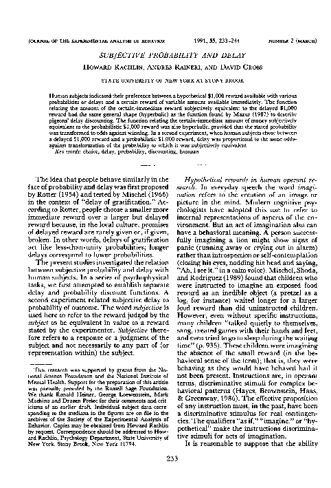 (PDF) Subjective Probability and Delay