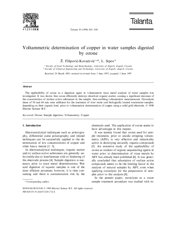 (PDF) Voltammetric determination of copper in water samples digested by ...