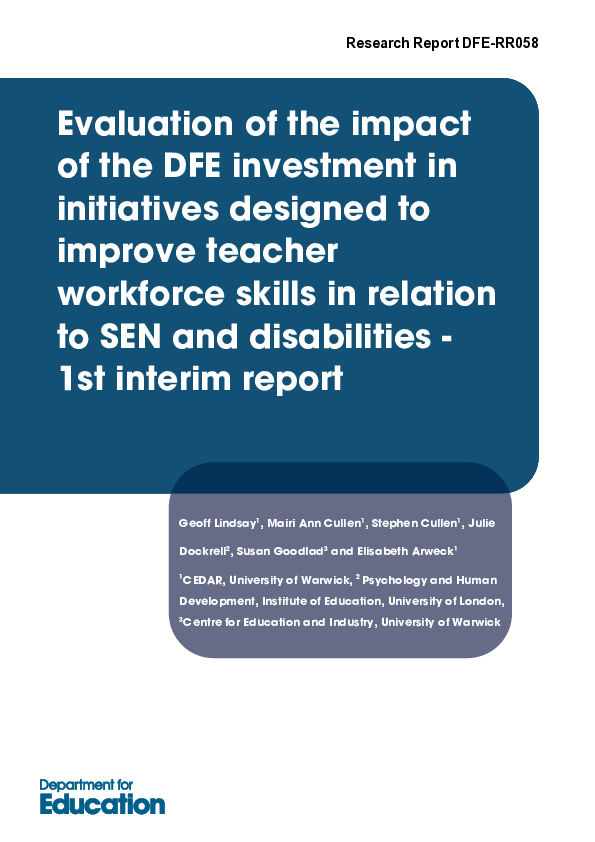 (PDF) Evaluation of the impact of the DFE investment in initiatives ...
