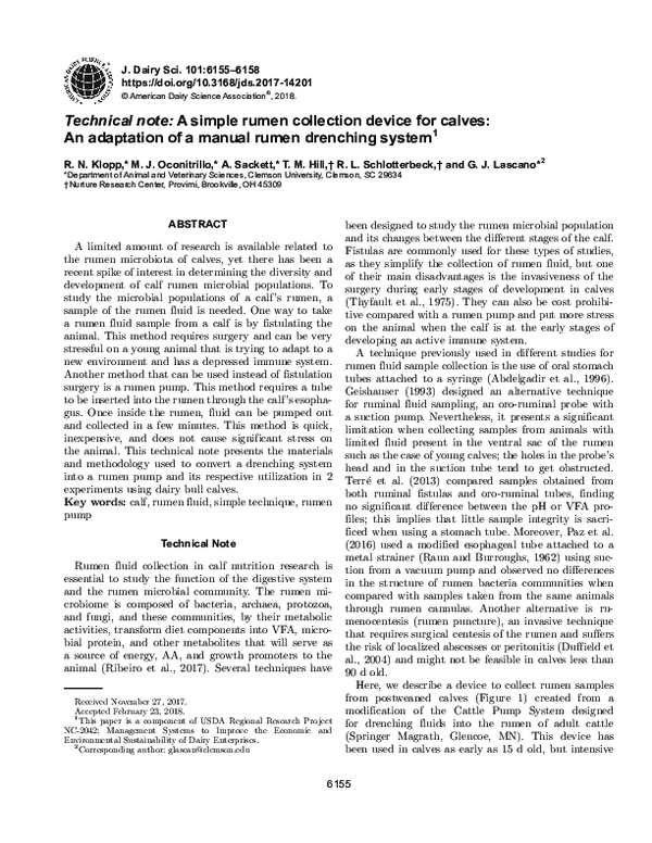 (PDF) Technical note: A simple rumen collection device for calves: An ...