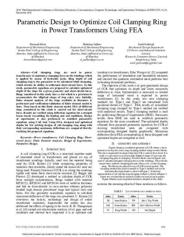 (PDF) Parametric Design to Optimize Coil Clamping Ring in Power ...